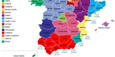 Ispanijos provincijų žemėlapyje - Ispanija žemėlapis regionų ...